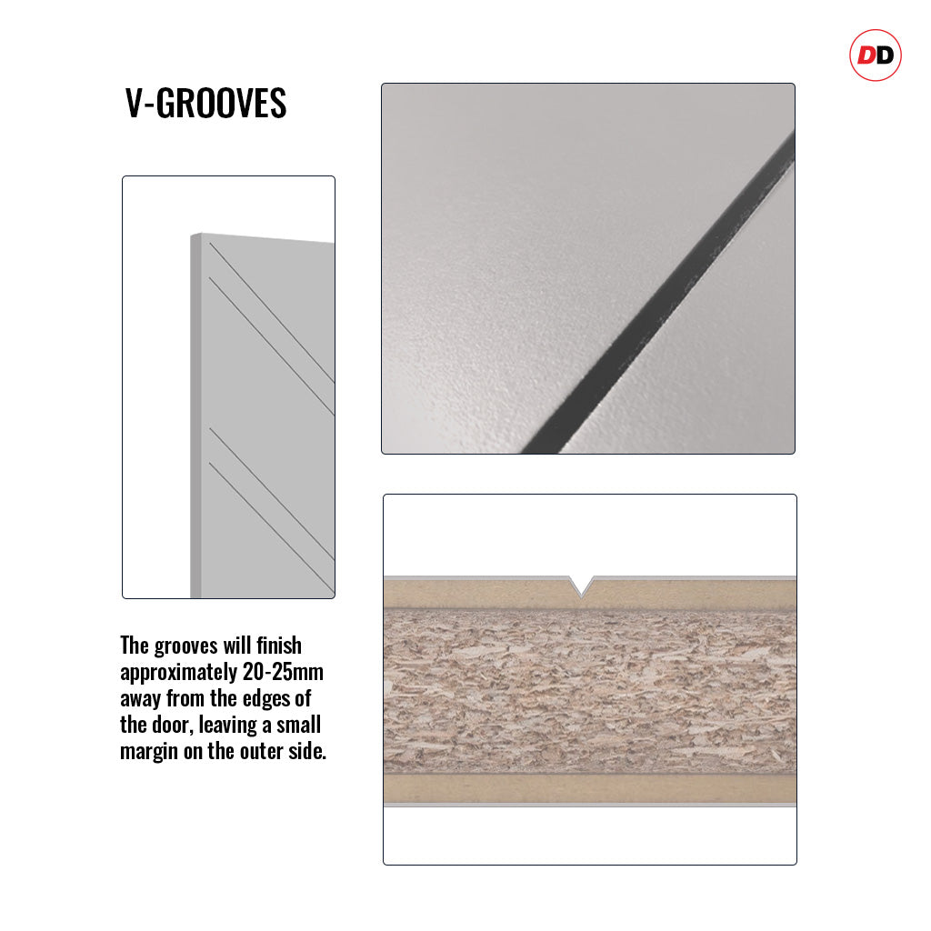 V-Line® Grooved Flush Door V002 - Premium Primed - Six Colour Options