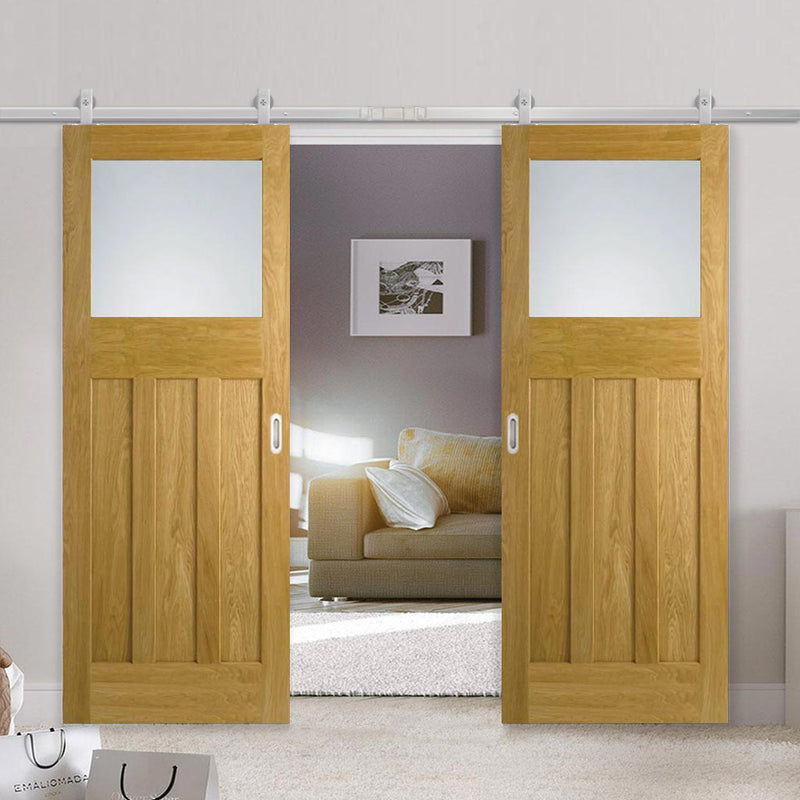 Top Mounted Stainless Steel Sliding Track & Double Door - 1930's Oak D ...
