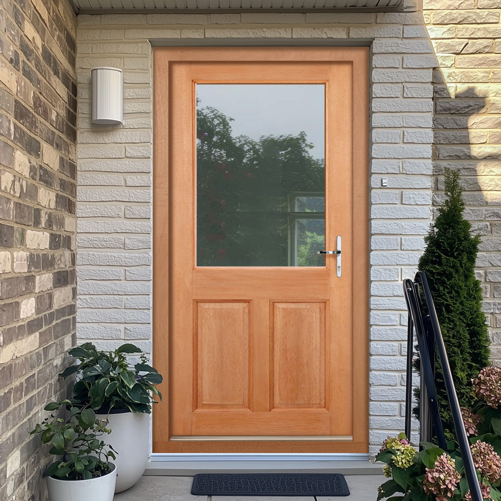 2XG External Hardwood Front 2P Door and Frame Set with Fittings - Clea