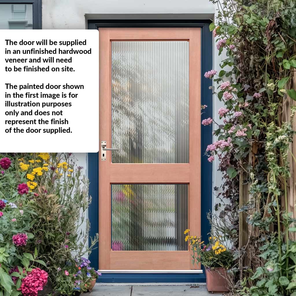 Meranti Wooden 2XGG Exterior Back Door - Reeded Toughened Double Glazi