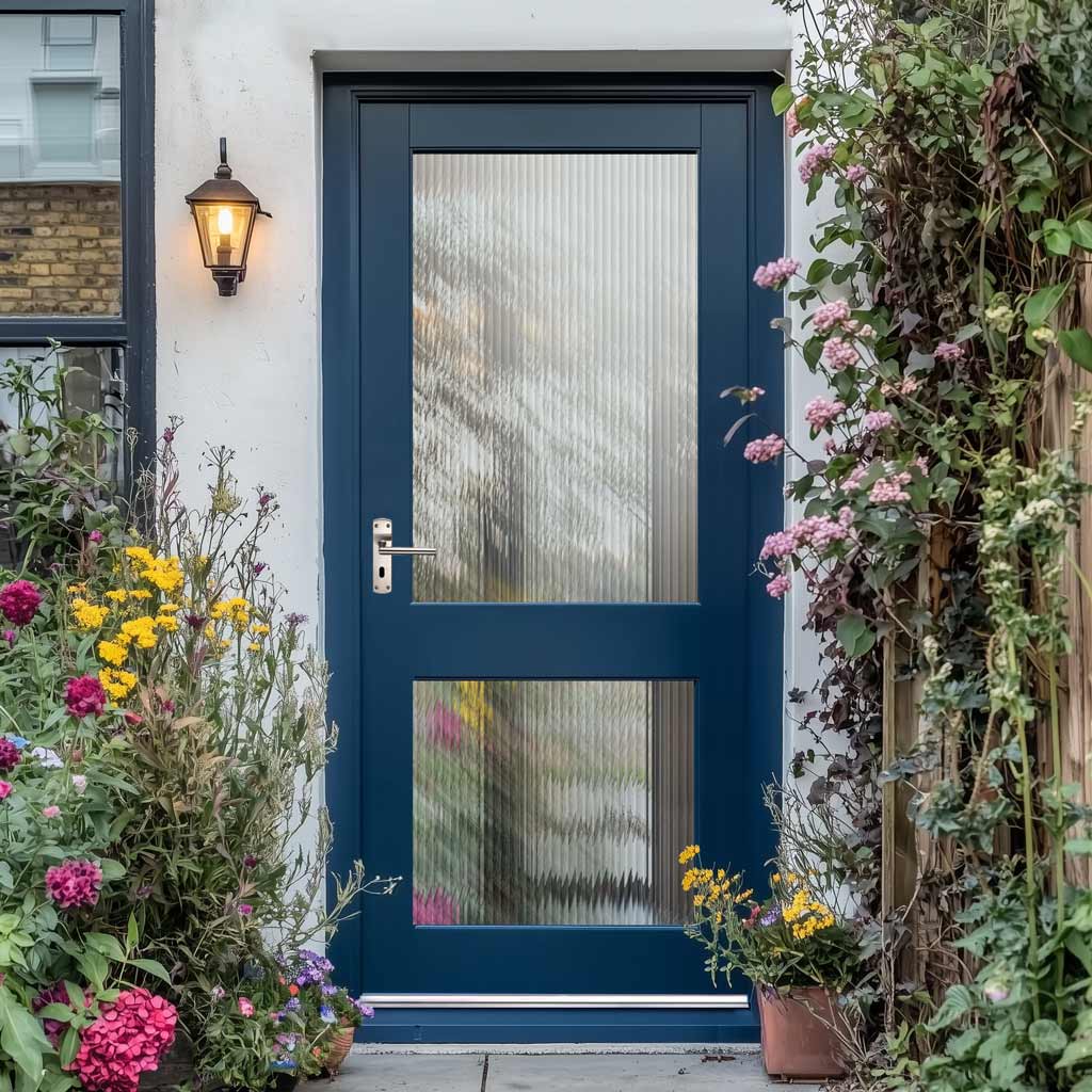 Meranti Wooden 2XGG Exterior Back Door - Reeded Toughened Double Glazi