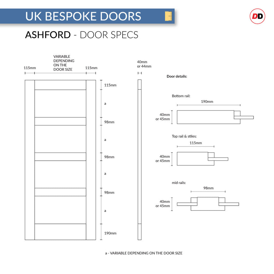 UK Made to Measure - Ashford 4L Interior Door - Clear Reeded Glass - P ...