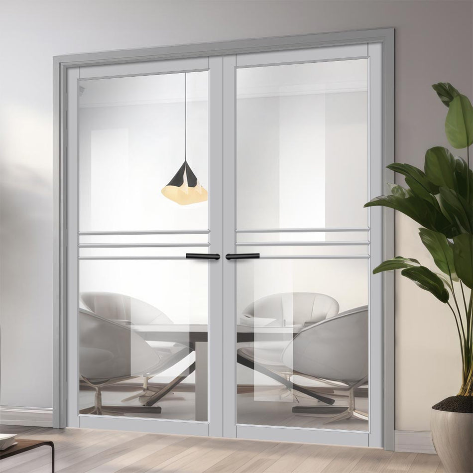 Adina Solid Wood Internal Door Pair UK Made DD0107C Clear Glass - Mist ...