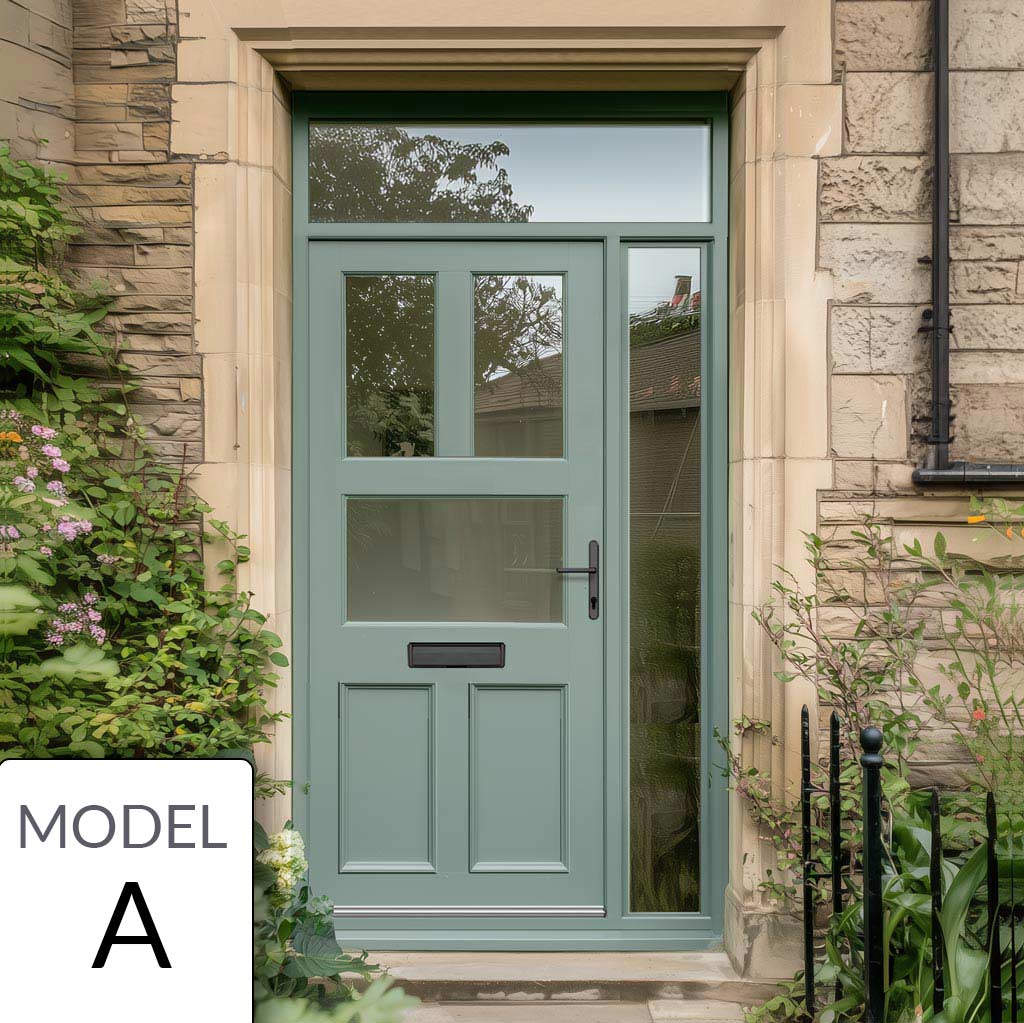 Exterior Victorian Arran 3L 2P Front Door with Single Sidelight and Tr