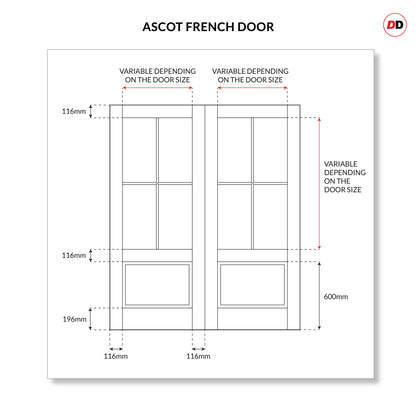 Made to Measure External Ascot Traditional French Doors - 57mm Thick ...