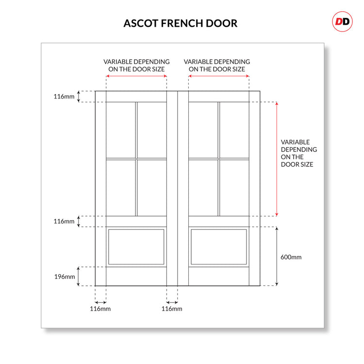 Made to Measure External Ascot Traditional French Doors - 57mm Thick ...