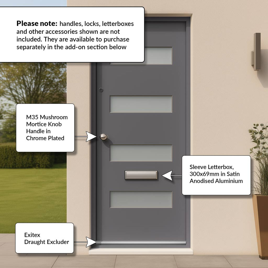 Balham Hardwood Front Door - Frosted Clear Toughened Double Glazing