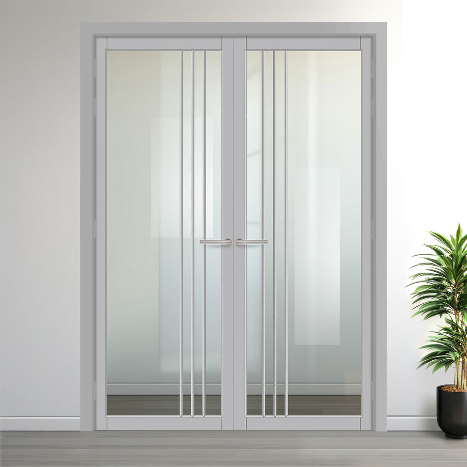 Bella Solid Wood Internal Door Pair UK Made DD0103C Clear Glass - Mist ...