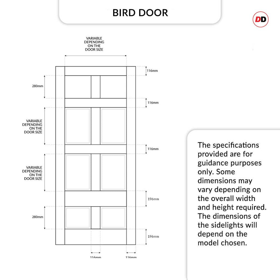 Exterior Victorian Bird 2L 6P Front Door with Two Sidelights - Customi ...