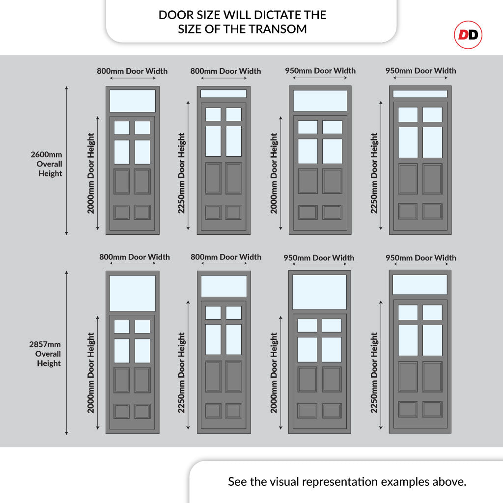 Exterior Victorian Bird 4L 4P Front Door with Transom - Customisable: