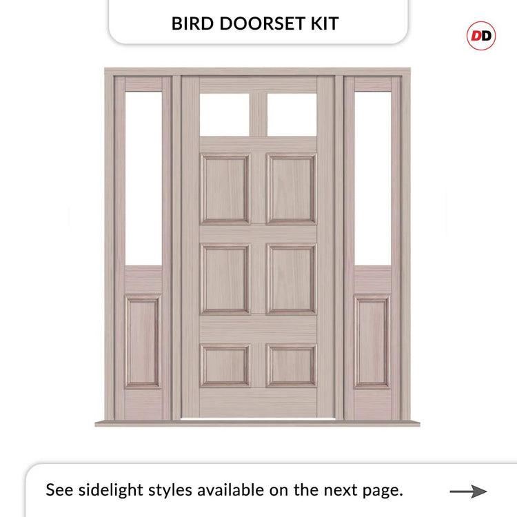 Exterior Victorian Bird 2L 6P Front Door with Two Sidelights - Customi ...