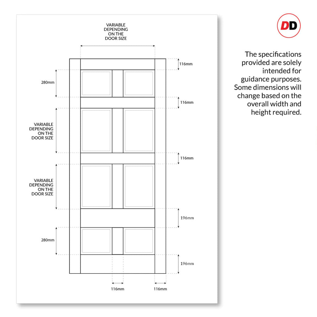 Exterior Georgian Bird 8 Panel Made to Measure Front Door - 57mm Thick