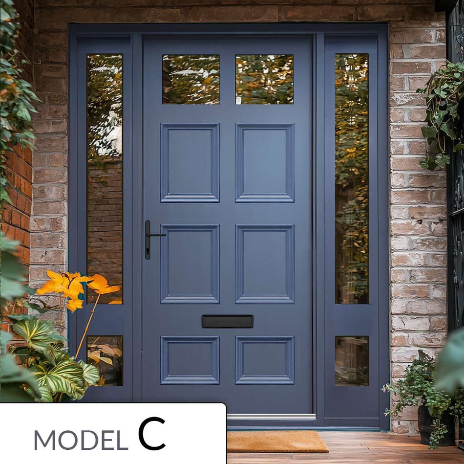 Exterior Victorian Bird 2L 6P Front Door with Two Sidelights - Customi ...