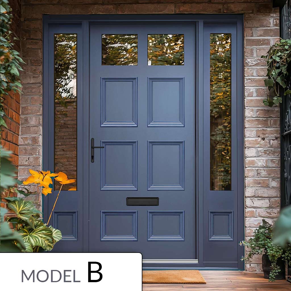 Exterior Victorian Bird 2L 6P Front Door with Two Sidelights - Customi