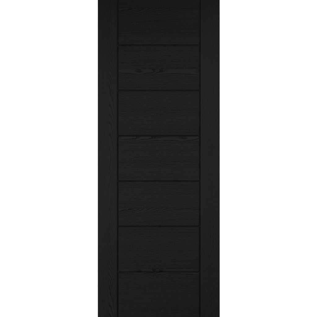 Linear 7 Panel Door - Black Laminated - Prefinished