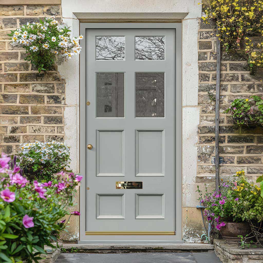 Exterior Victorian Bird 4L 4P Front Door and Frame - Colour and Glass