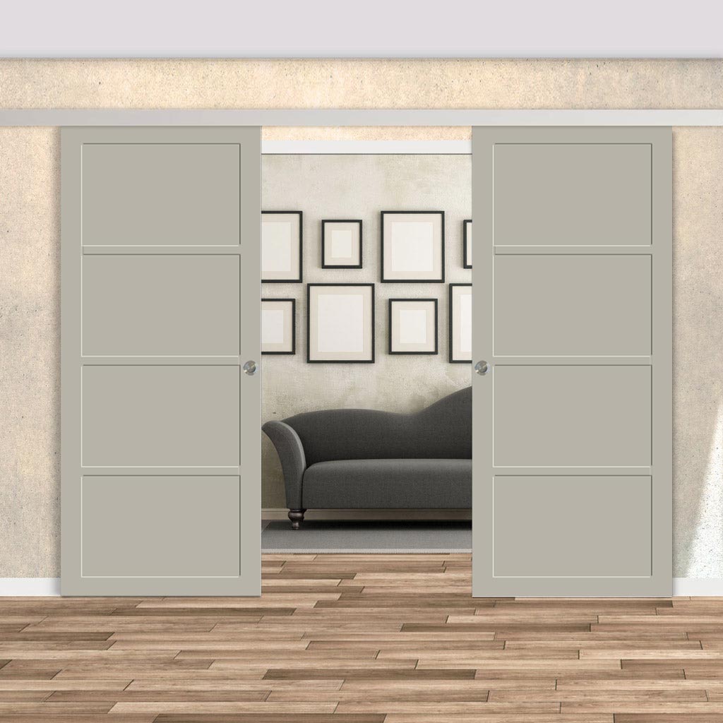 Double Sliding Door & Premium Wall Track - Eco-Urban® Brooklyn 4 Panel