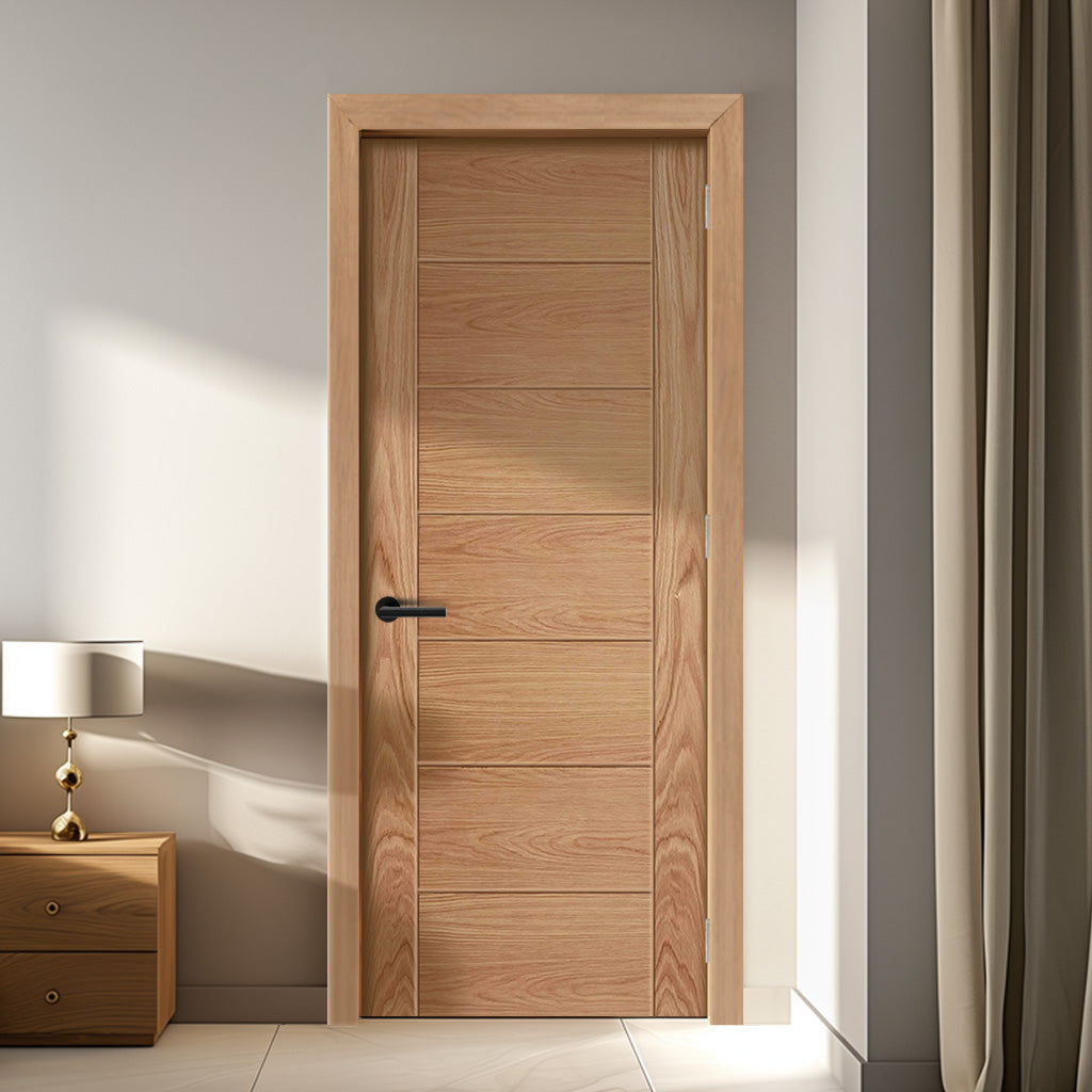 EasiKit Internal Door and Frame Kit - Carini 7 Panel Oak Flush Interna