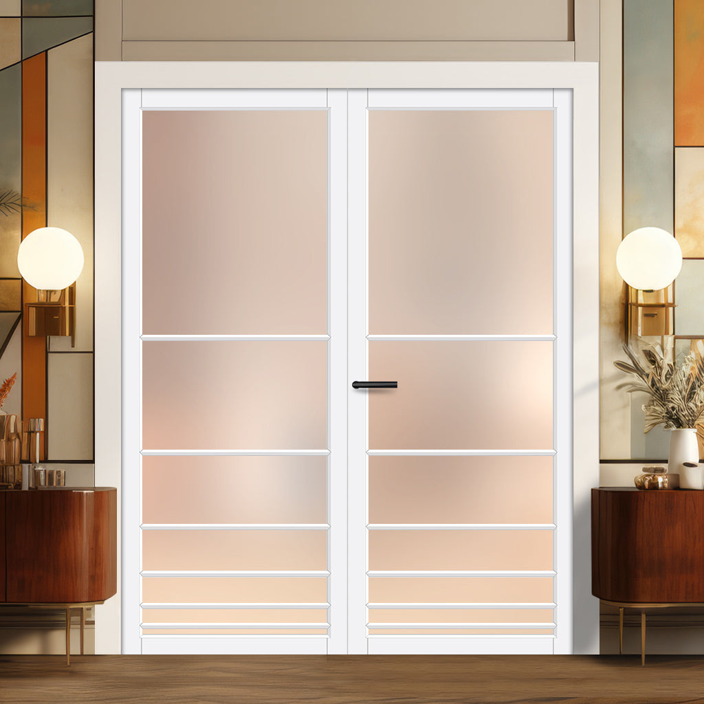 Chord Solid Wood Internal Door Pair UK Made DD0110F Frosted Glass - Cl ...