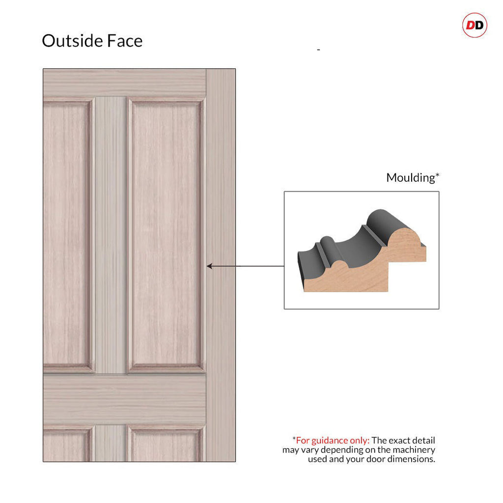 Exterior Colonial Made to Measure 4 Panel Front Door - 57mm Thick - Si