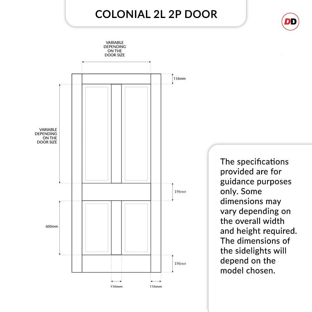 Exterior Colonial 4 Panel Front Door and Frame - Colour Options