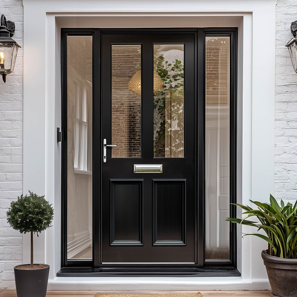 Exterior Colonial 2L 2P Front Door with Two Sidelights - Customisable: