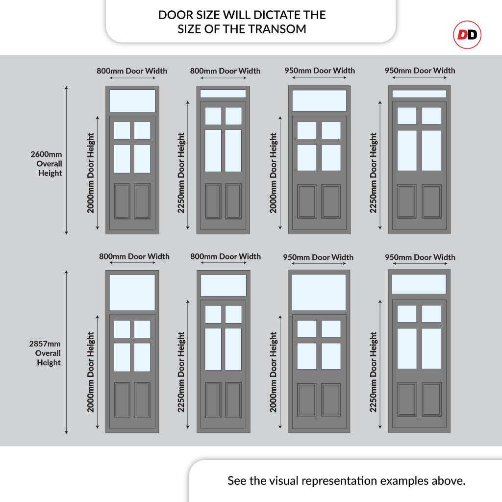 Exterior Colonial 4L 2P Front Door with Transom - Customisable: Size,