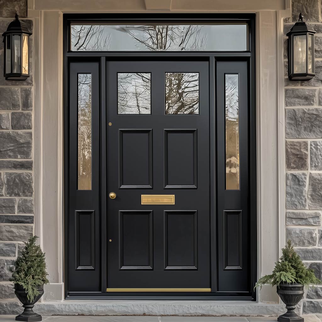 Exterior Colonial 2L 4P Front Door with Two Sidelights & Transom - Cus