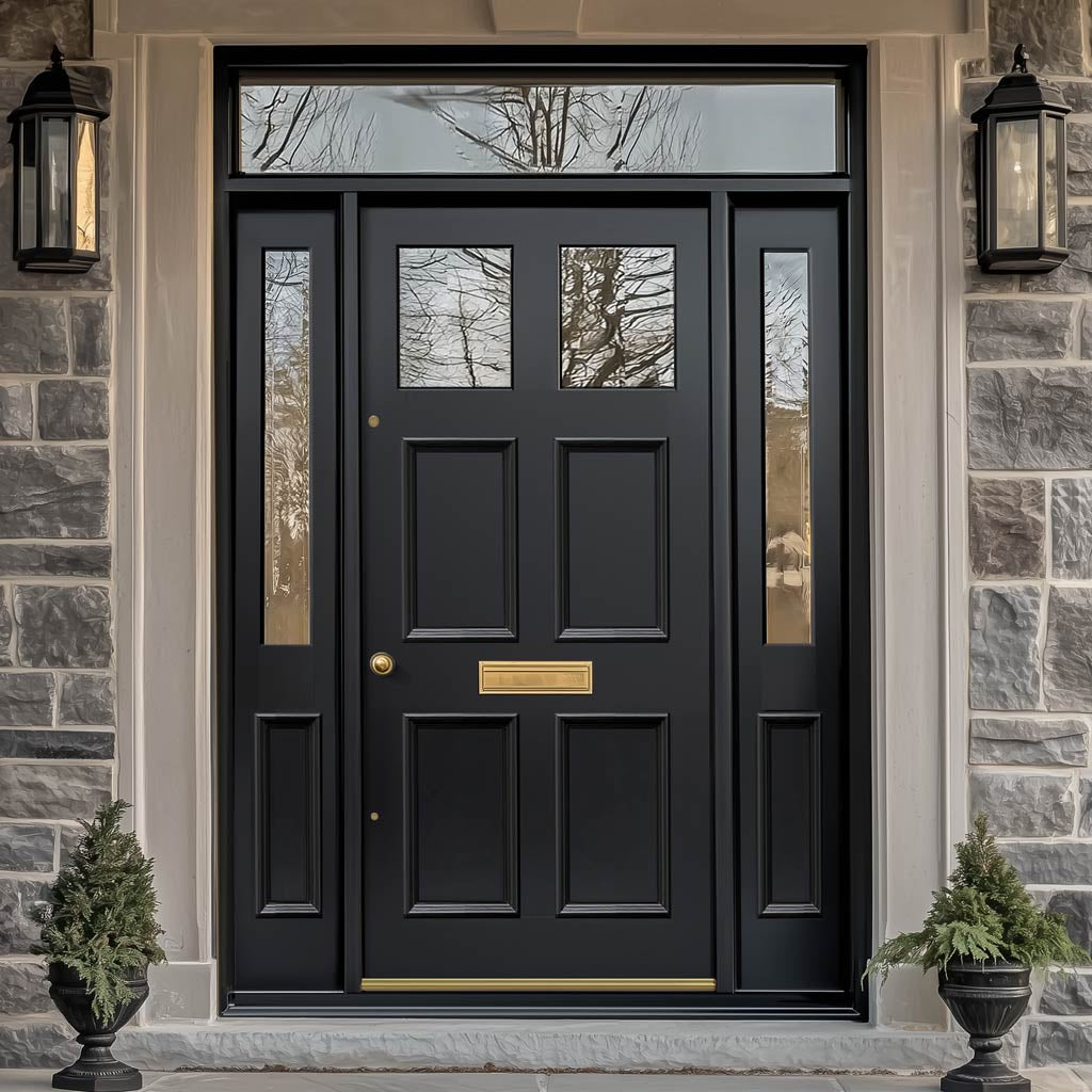 Exterior Colonial 2L 4P Front Door with Two Sidelights & Transom - Cus