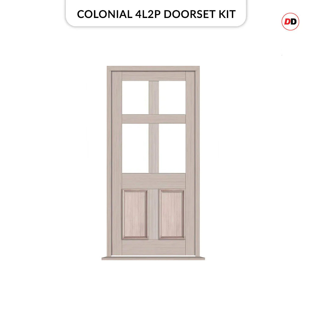 Exterior Colonial 4L 2P Front Door and Frame - Colour and Glass Option