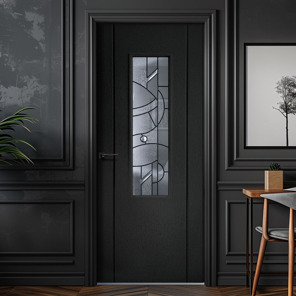Contemporary Black Lightly Grained Internal PVC Door - Forfar Abstract