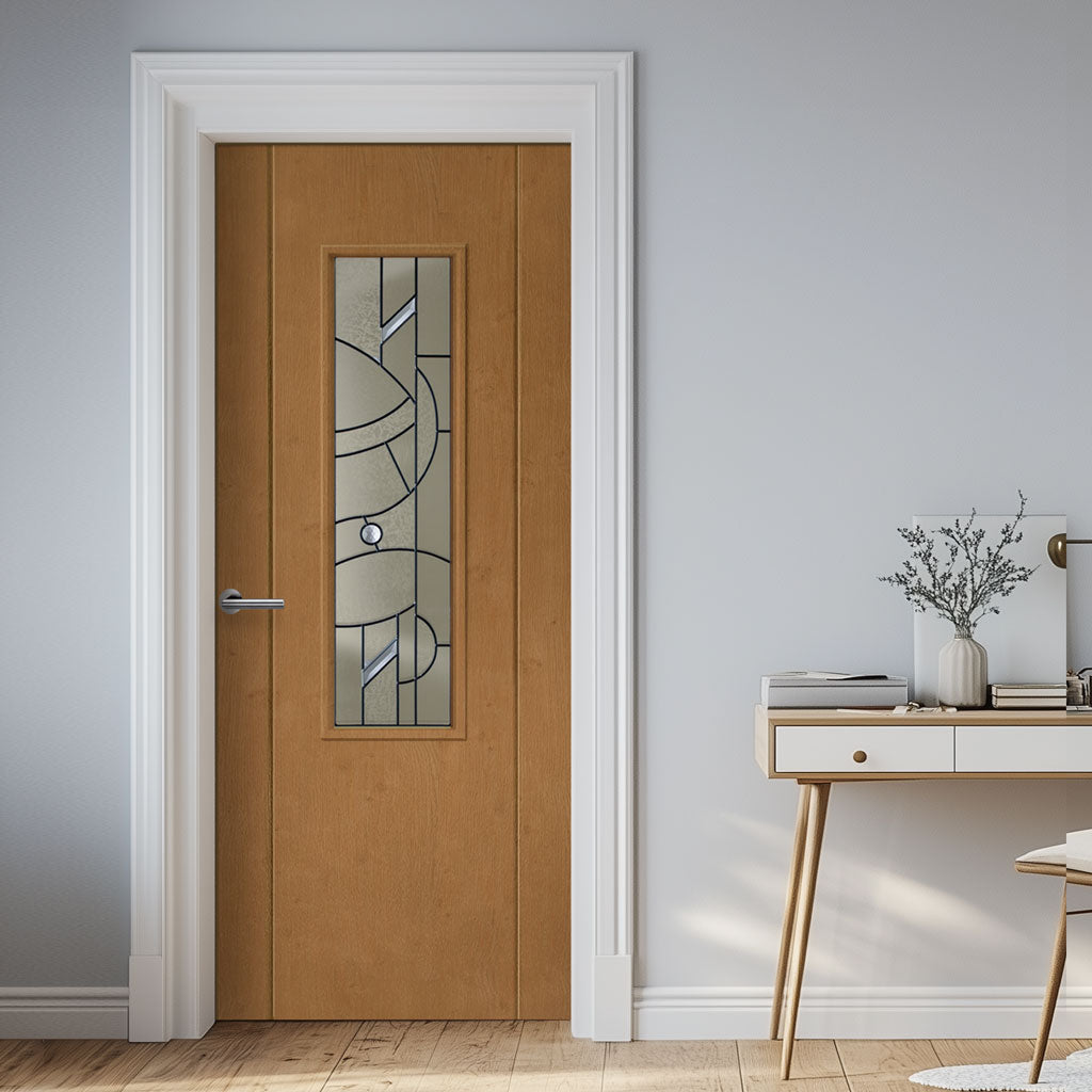 Contemporary Irish Oak Lightly Grained Internal PVC Door - Forfar Abst