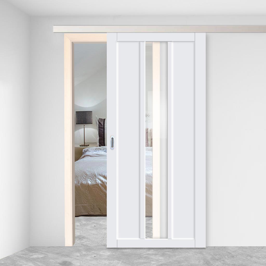 Single Sliding Door & Premium Wall Track - Eco-Urban® Cornwall 1 Pane
