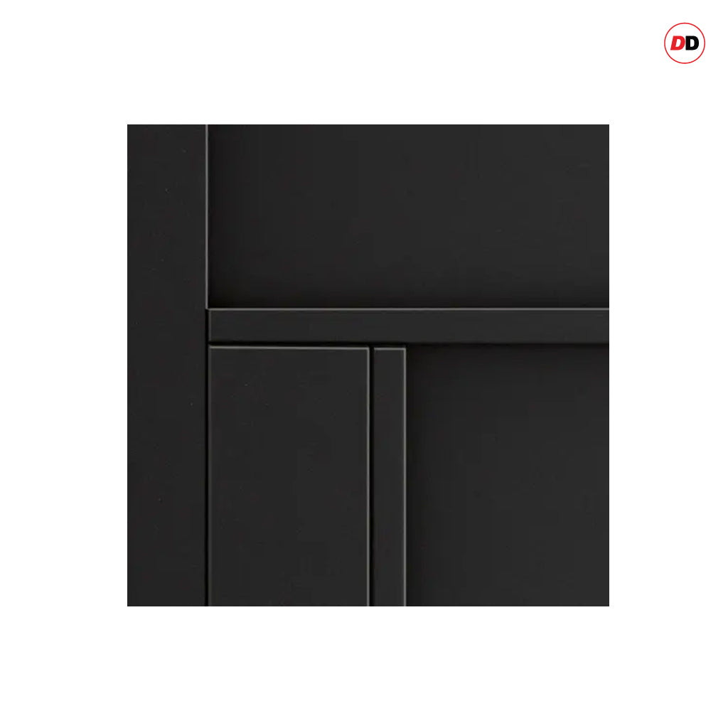 Cosmo Black Industrial Panel Door Pair - Laminated - Prefinished