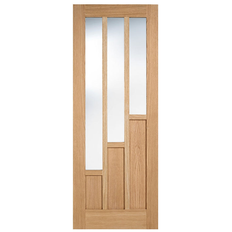 Bespoke Thruslide Surface Coventry Contemporary Oak Door - Clear Glass ...