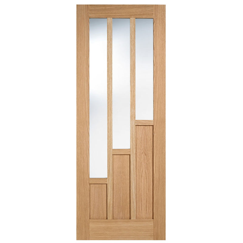 Bespoke Thruslide Surface Coventry Contemporary Oak Door - Clear Glass ...