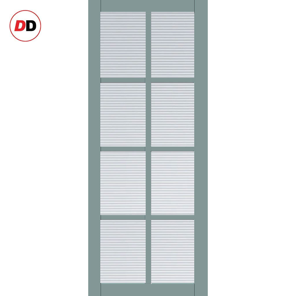 Perth 8 Pane Solid Wood Internal Door Pair UK Made DD6318 - Clear Reed
