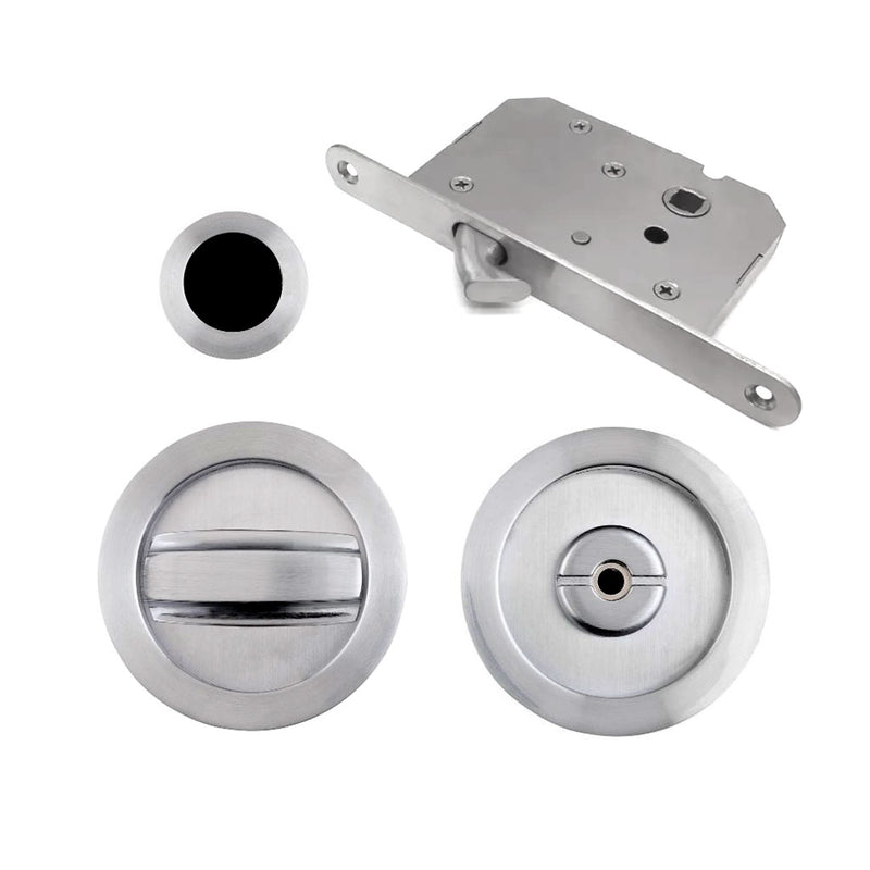 Davis Pocket Door Round Bathroom Lock Turn - Satin Finish – Direct Doors