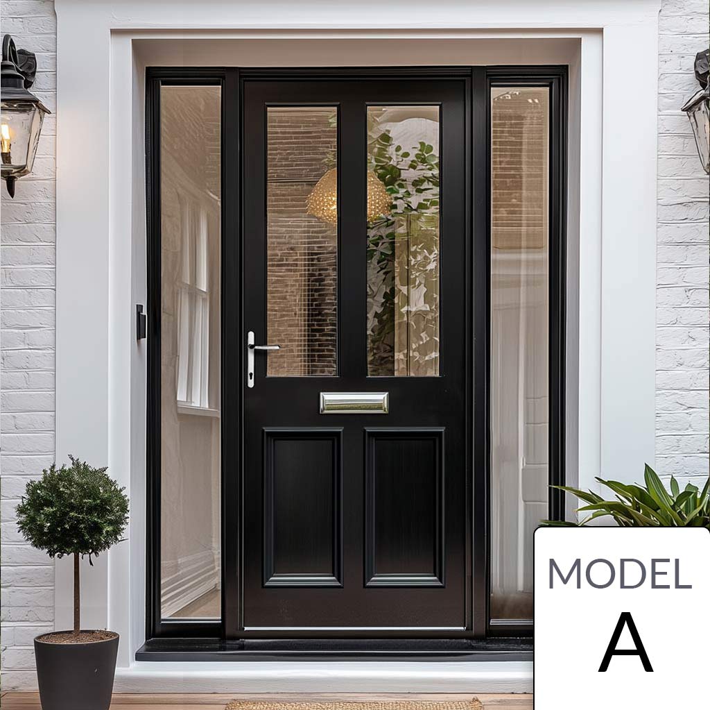 Exterior Colonial 2L 2P Front Door with Two Sidelights - Customisable: