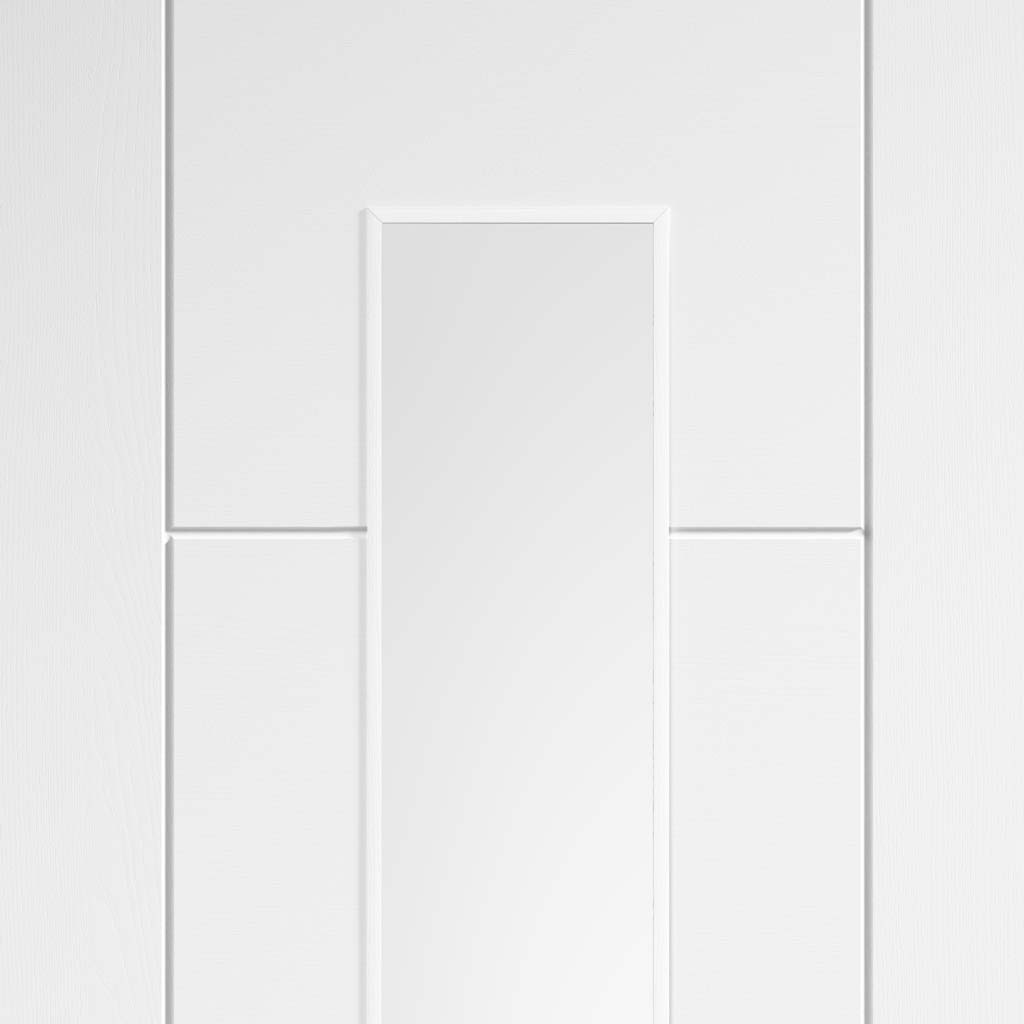 Ladder White Door - Clear Glass - Laminated - Prefinished