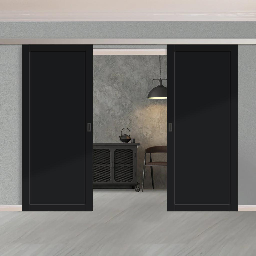 Double Sliding Door & Premium Wall Track - Eco-Urban® Baltimore 1 Pane