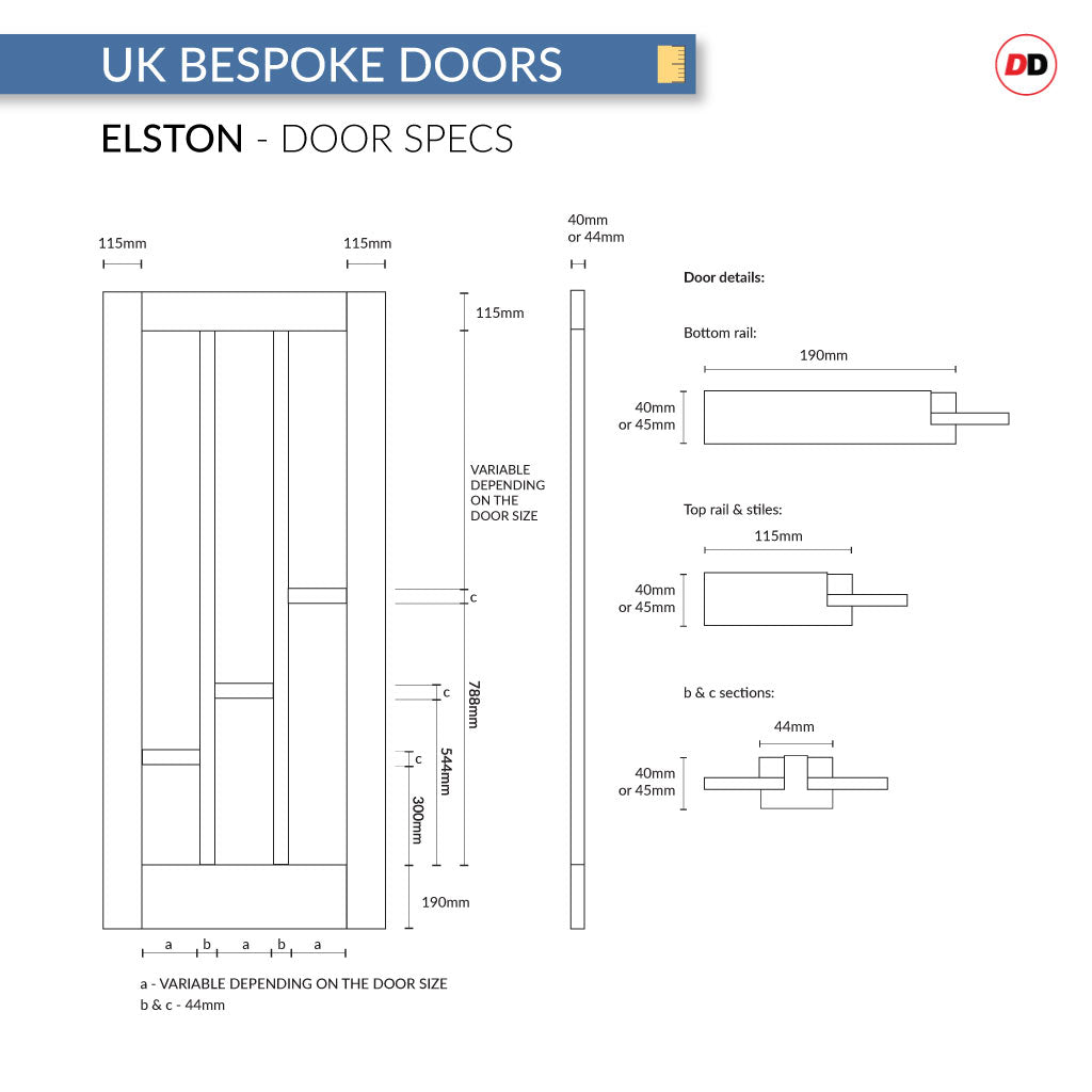 UK Made to Measure - Elston Interior Door - Tinted Glass - Premium Pri
