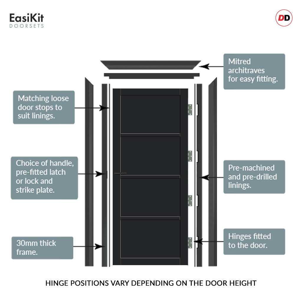 EasiKit Internal Door and Frame Kit - Brooklyn 4 Panel Solid Wood Inte