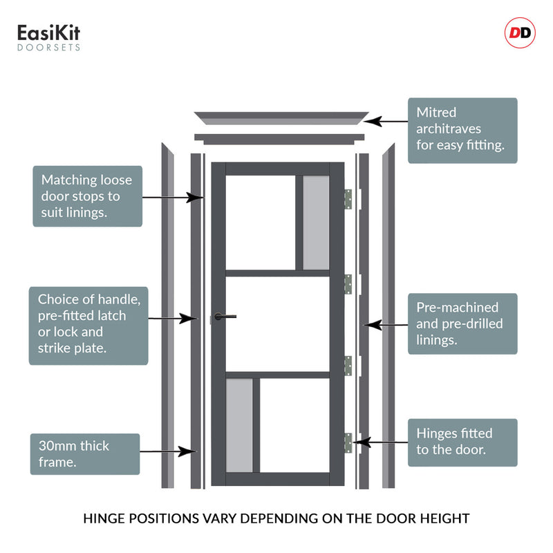 EasiKit Internal Door and Frame Kit - Aran 5 Panel Solid Wood Internal ...