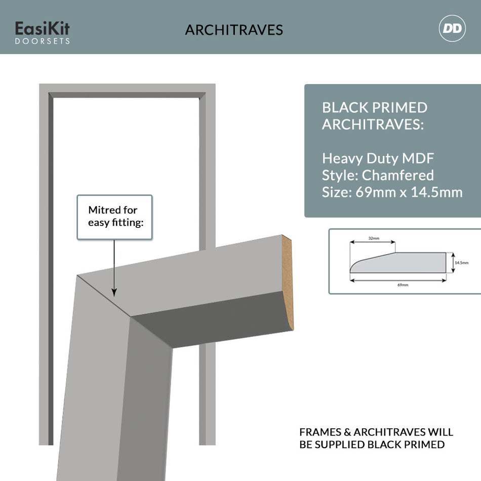 EasiKit Internal Door and Frame Kit - Baltimore 1 Panel Solid Wood Int ...