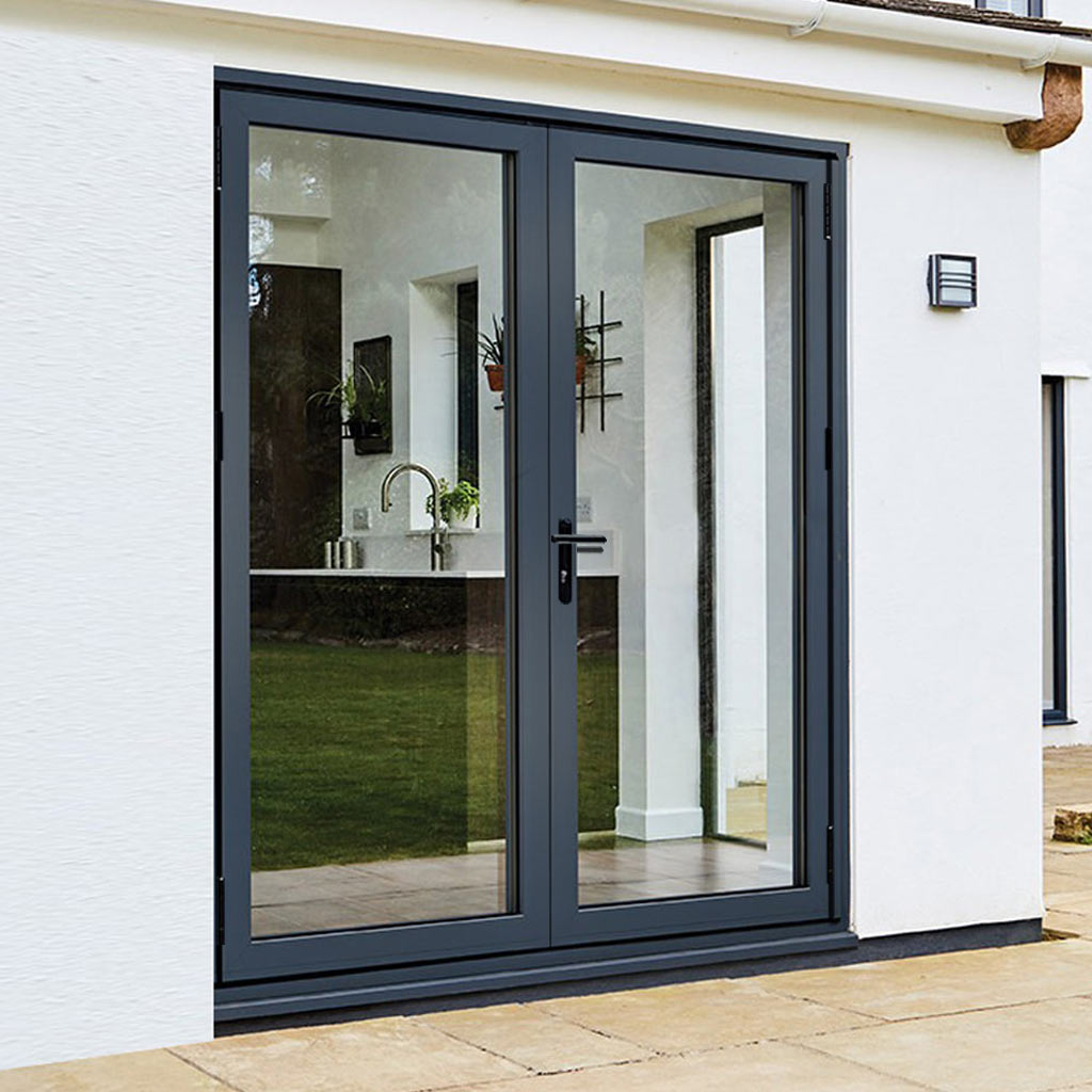 External Patio French AluVu Door Set - Fully Finished In Anthracite Gr
