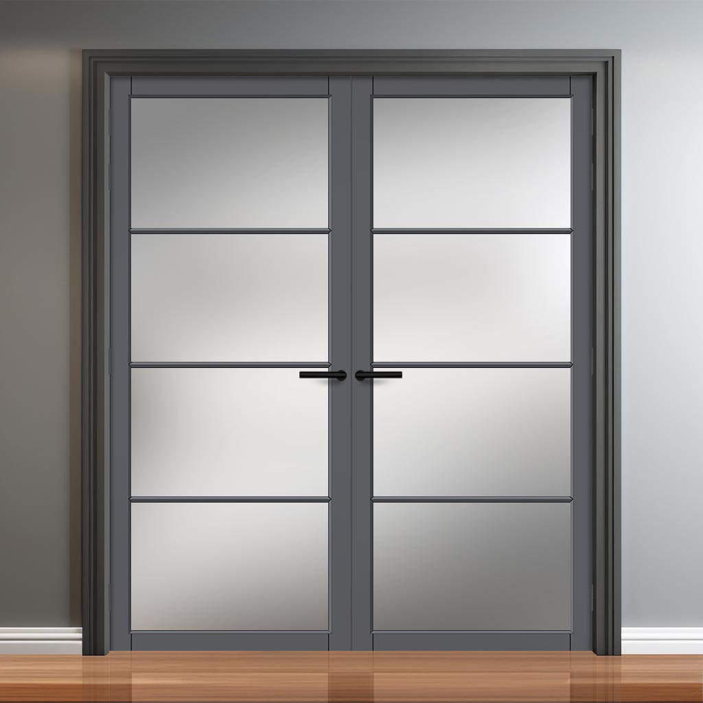 Florence Solid Wood Internal Door Pair UK Made DD0114F Frosted Glass