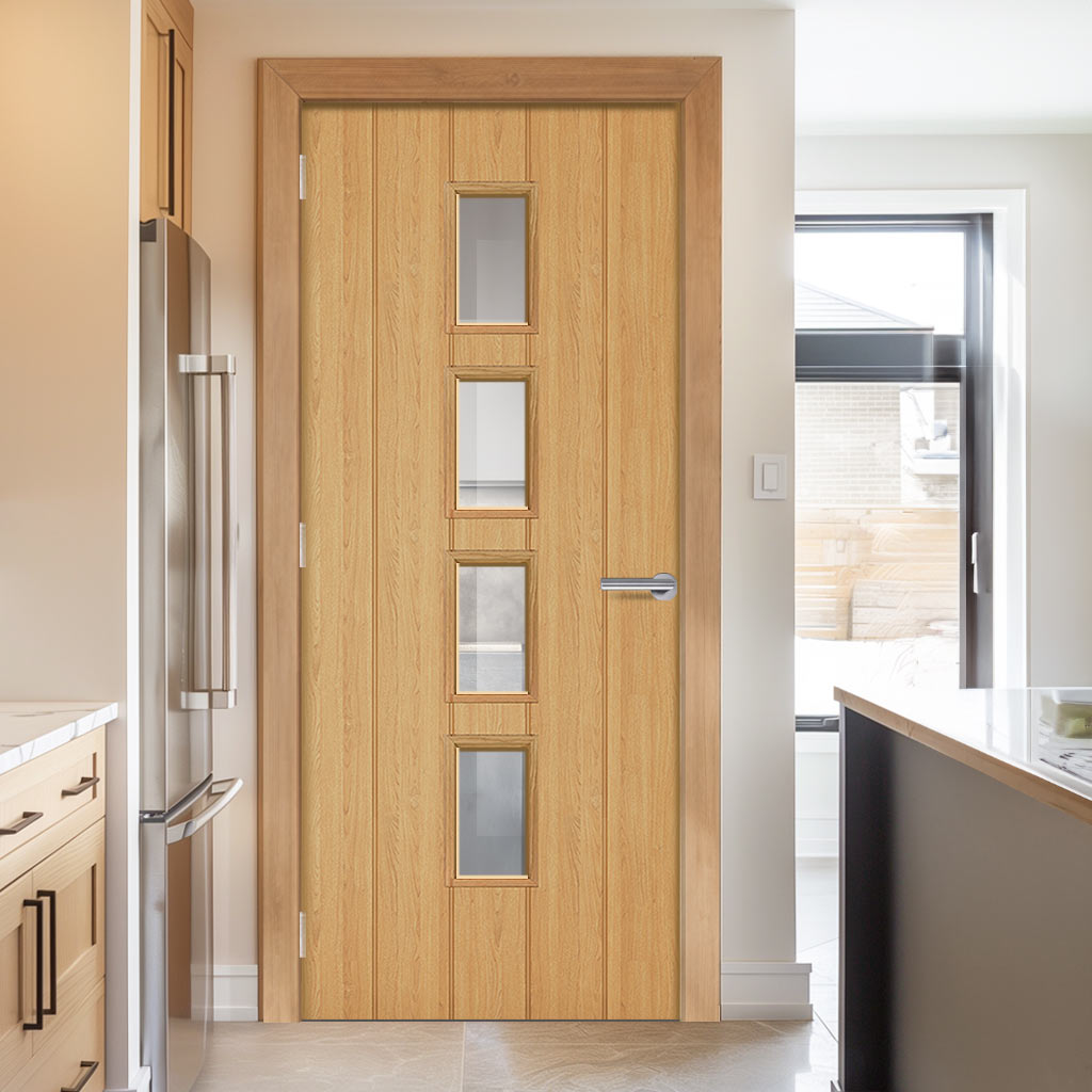 EasiKit Internal Door and Frame Kit - Galway Oak Glazed Internal Door