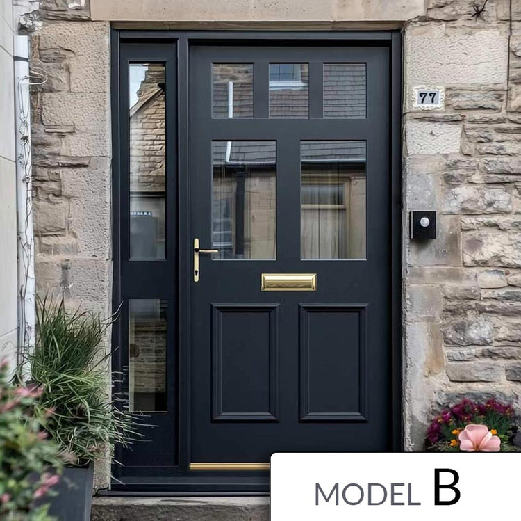 External Victorian Gaskell 5L 2P Front Door with Single Sidelight - Cu ...