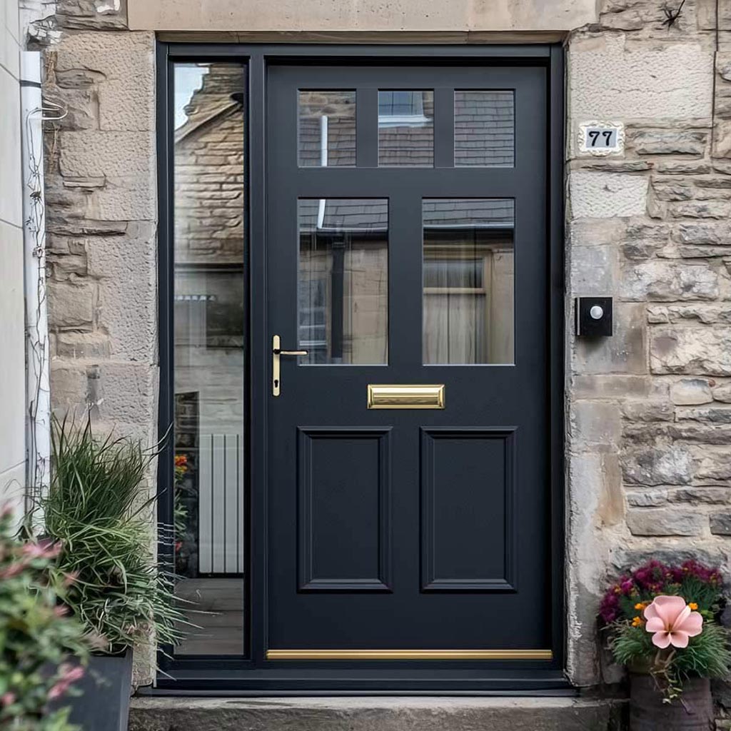 External Victorian Gaskell 5L 2P Front Door with Single Sidelight - Cu